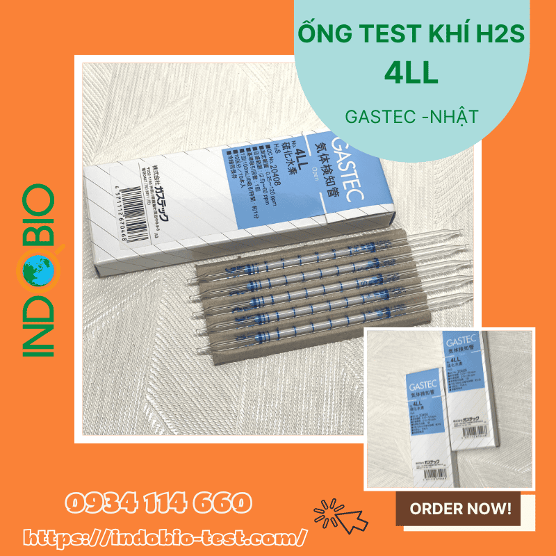 ỐNG TEST PHÁT HIỆN KHÍ HYDROGEN SULPHDE (H2S) 0.25-120 PPM GASTEC 4LL