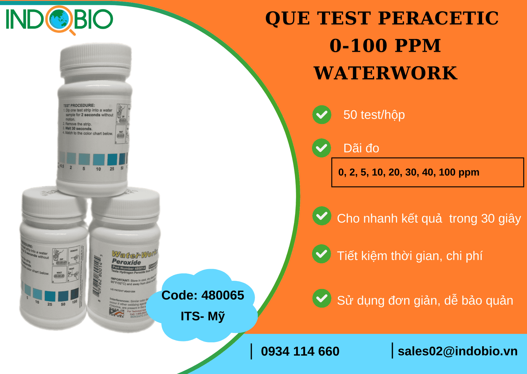 QUE TEST PERACETIC 480065 WATERWORKS. CÁCH KIỂM TRA NHANH PERACETIC 0 ...