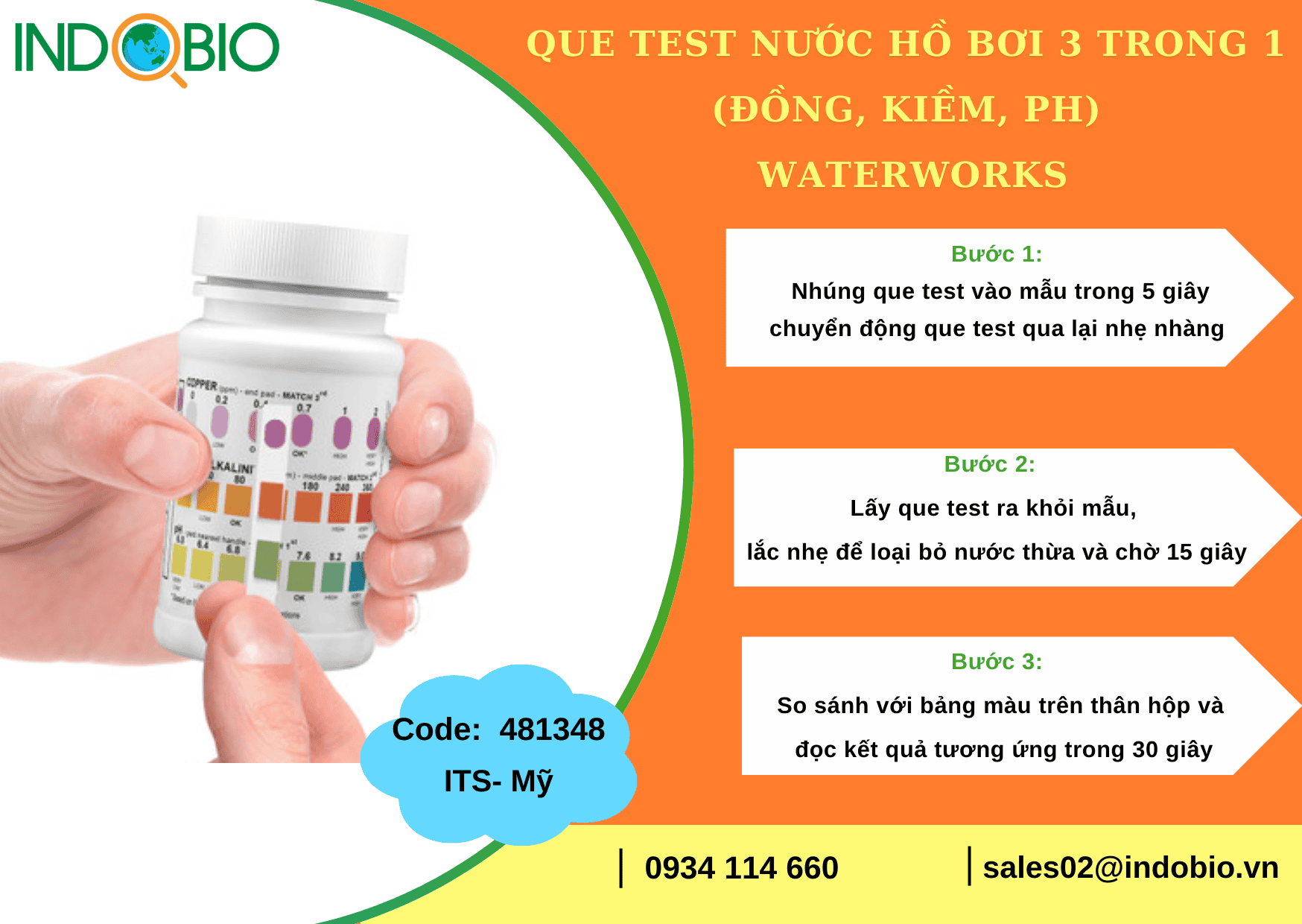 QUE TEST 3 TRONG 1 (ĐỒNG, KIỀM, PH) WATERWORKS 481348